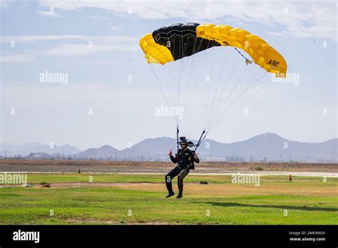 Staff Sgt Daniel Osorio Of The U S Army Parachute Team Lands His