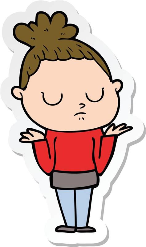 Sticker Of A Cartoon Calm Woman 10535091 Vector Art At Vecteezy