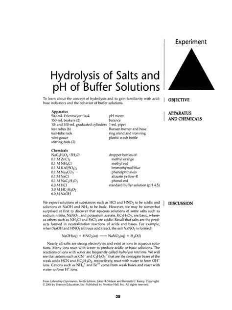 Hydrolysis | PDF | Buffer Solution | Acid