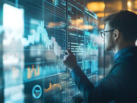 Analyst Examining Data On A Large Screen Premium Ai Generated Image
