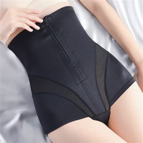 산후 높은 허리 환기 브레스트 지퍼 엉덩이 리프트 배꼽 바지 슬리밍 벨트 팬티없이 매일 위 쉐이핑 크기 M 블랙