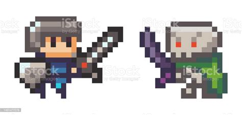 Pixel Art Style Character In Game Arcade Play Vector Man With Sharp