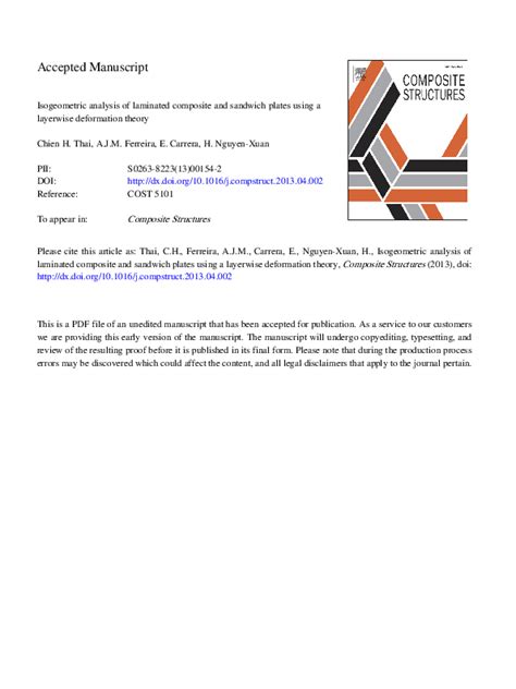 Pdf Isogeometric Analysis Of Laminated Composite And Sandwich Plates Using A Layerwise