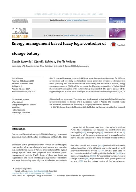 pdf energy management based fuzzy logic controller of hybrid system