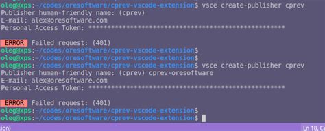 Azure When Creating A Publisher Via `vsce` I Get A 401 Stack Overflow