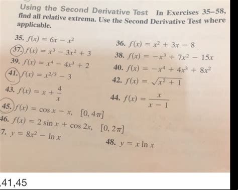 Solved Using The Second Derivative Test In Exercises Chegg