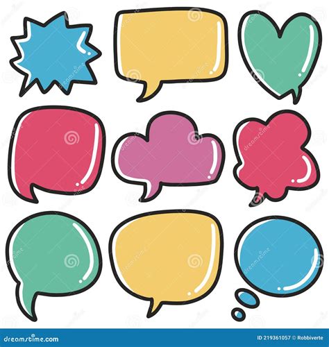 Hand Drawn Doodle Text Balloon Colorful Art Design Element Illustration Stock Vector