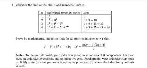 Solved Consider The Sum Of The First N Odd Numbers That Is N Answer Transtutors