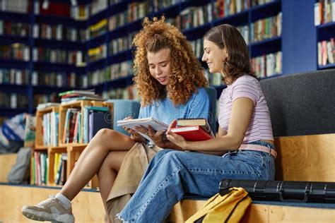 Two Girls In Library Stock Image Image Of Color Library 254306595