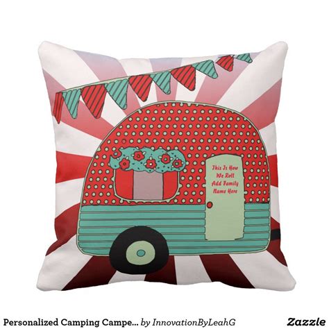 Personalized Retro Vintage Camper Decor Throw Pillow