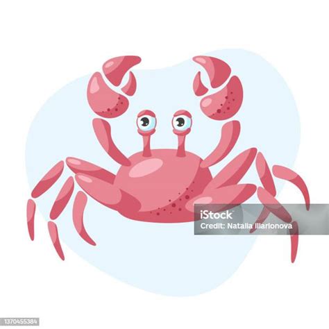 푸른 배경에 귀여운 빨간 게 플랫 만화 벡터 일러스트레이션 갈고리 발톱에 대한 스톡 벡터 아트 및 기타 이미지 갈고리 발톱 게 대서양 Istock