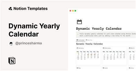 Dynamic Yearly Calendar Template Notion Marketplace