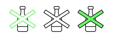 설정 라인 흰색 배경에 분리된 알코올 아이콘이 없습니다 알코올 음료 금지 맥주 병 유리와 금지 된 상징 벡터 0명에 대한 스톡 벡터 아트 및 기타 이미지 Istock