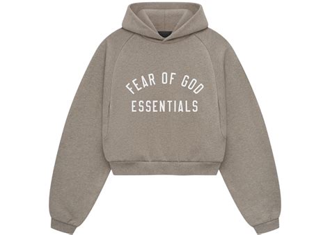 Fear Of God Essentials Womens Fleece Cropped Hoodie Fw24 Heather