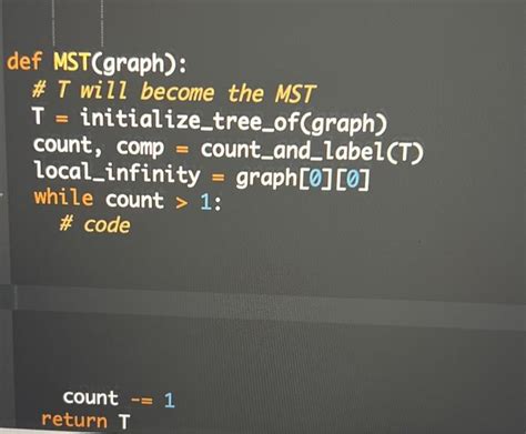 Solved Write In Pythonfinish Method Of Minimum Spanning Tree Chegg