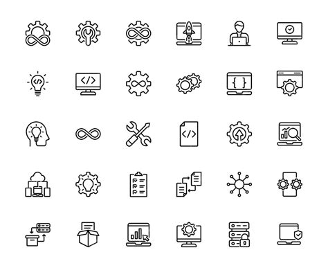 Методология Devops и иконки разработки программного обеспечения