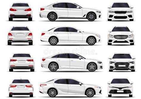 Realistic Cars Set Sedan Stock Vector Illustration Of Transmission
