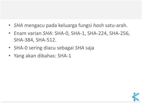 Kriptografi Secure Hash Algorithm Sha Ppt