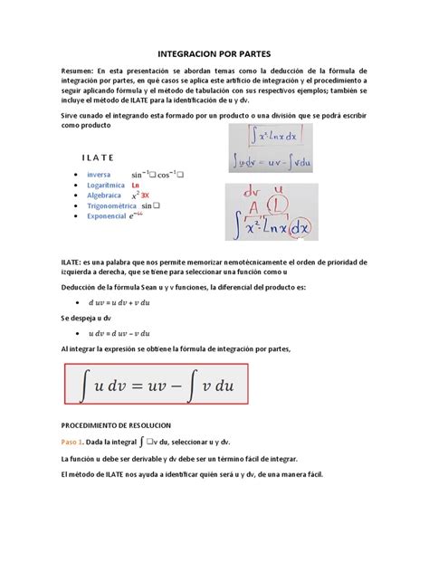 Integracion Por Partes Pdf