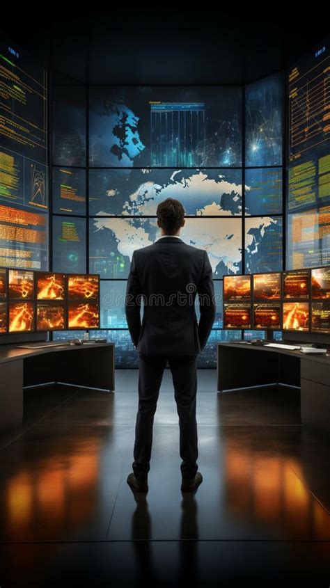 Performance Metrics Undergo Scrutiny As The Businessman Engages In Data Visualization Stock