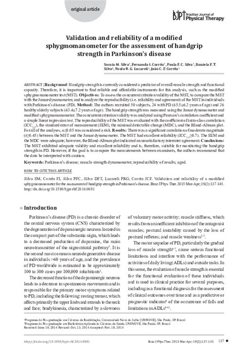 Pdf Validation And Reliability Of A Modified Sphygmomanometer For The