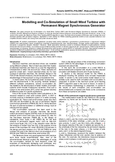 pdf modelling and co simulation of small wind turbine with permanent