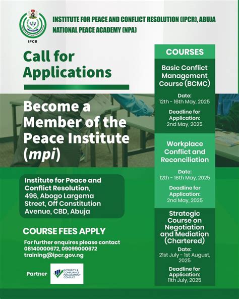 Ipcr Calls For Applications For Courses The Institute For Peace And… Institute For Peace And