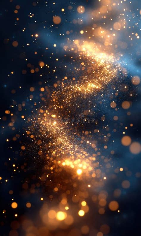 Swirling Golden Particles Create A Cosmic Atmosphere In Deep Space Stock Image Image Of