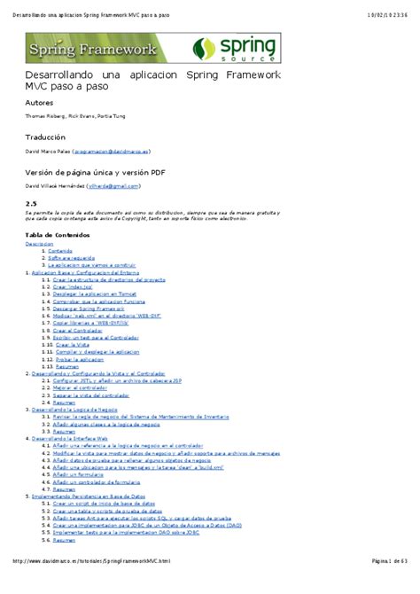 pdf desarrollando una aplicacion spring framework mvc paso a paso