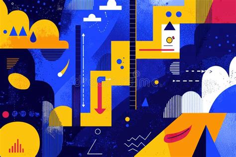 Abstract Business Growth Roadmap Illustration With Geometric Arrows And Progress Icons Stock