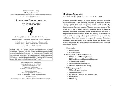 Friends Of The Sep Society Preview Of Montague Semantics Pdf