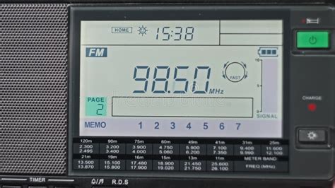 Close Up Digital LCD Scale Of Modern Radio With Scanning FM Frequency Stock Video Video Of
