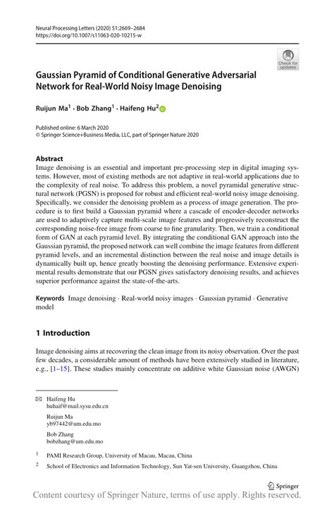 Gaussian Pyramid Of Conditional Generative Adversarial Network For Real World Noisy Image