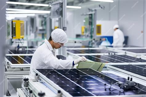 Premium Ai Image A Solar Panel Manufacturing Plant With Workers