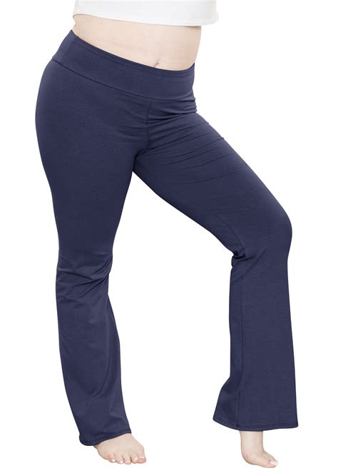 Stretch Is Comfort Womens Plus High Waist Cotton Bootcut Yoga Pants
