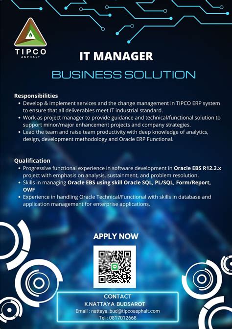 Tipcoasphalt Tipcoasphaltcareer Itjobs Itjobopportunity Tipco Asphalt Public Company Limited