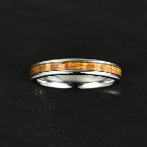Tungsten Koa Wood Womens Wedding Band 4mm Pristine Rings