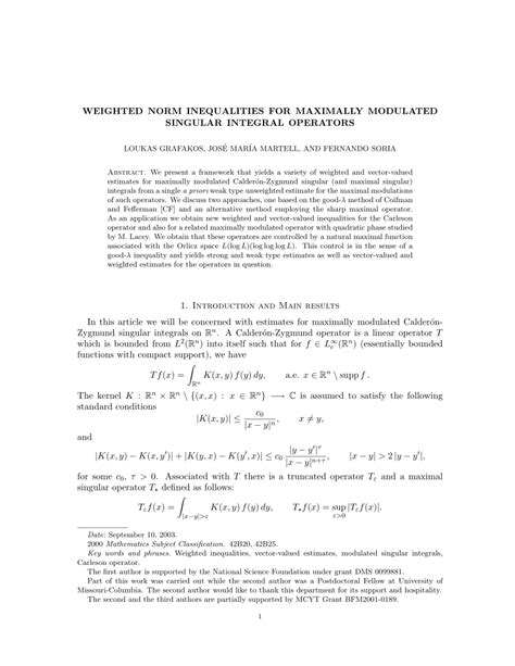 Pdf Weighted Norm Inequalities For Maximally Modulated Singular