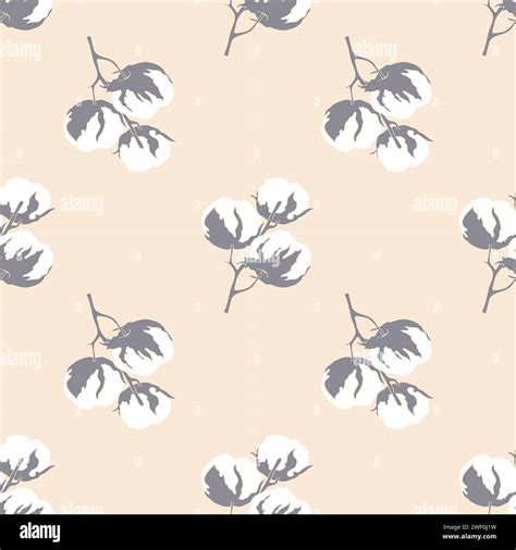 vector illustration with repeating pattern of stylized cotton branch