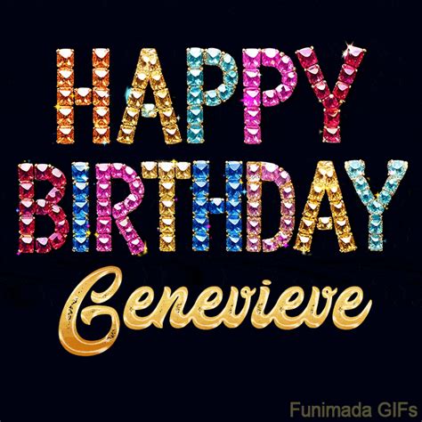 Sparkling Happy Birthday Genevieve  With Jewel Lettering Download