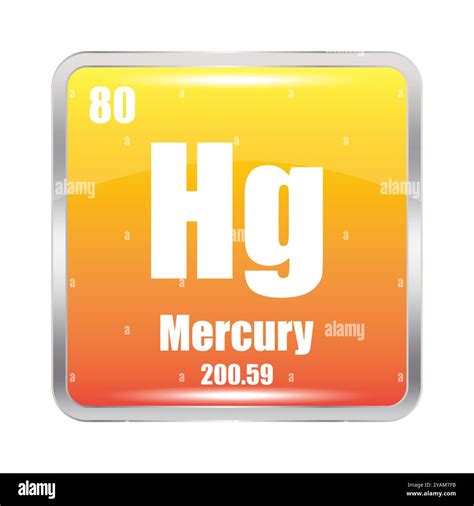 Mercury Icon Hg Chemical Element Atomic Number 80 Mass 20059