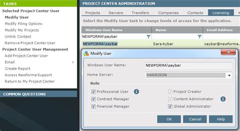 Add Project Center Administrators Newforma Project Center Help