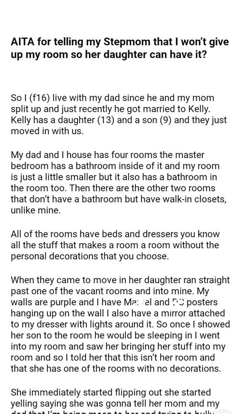 Aita For Telling My Stepmom That I Wont Give Up My Room So Her Daughter Can Have It Djotd Com