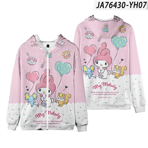 Sanrio Kawaii My Melody Anime Clothes Casual Coat Fashion Loose Hoodies