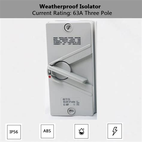 3h Pemutus Litar Isolator Kalis Cuaca 3 Pole 20a35a63a Outdoor