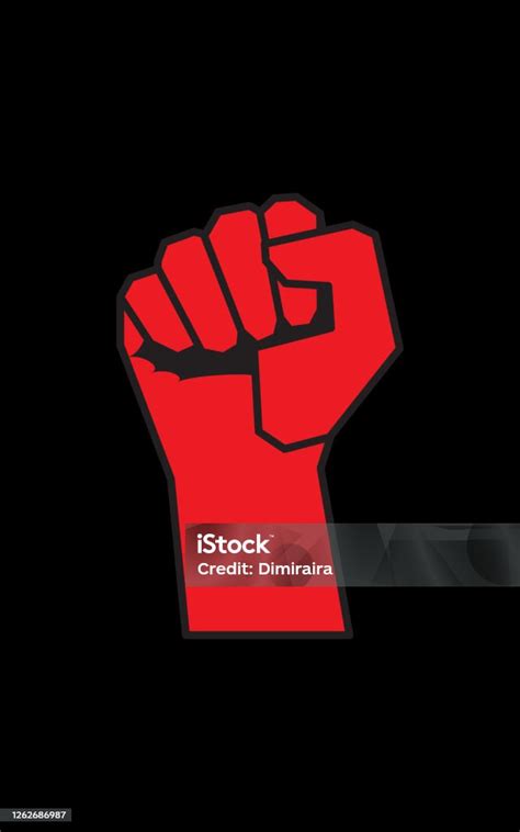 검은 색 배경에 빨간 주먹 저항의 개념 혁명 새로운 변화 티셔츠 종이 섬유 포스터 배너에 인쇄하는 데 사용합니다 텍스트에 대한 빈 필드가 있는 포스터입니다 디자인용 템플릿