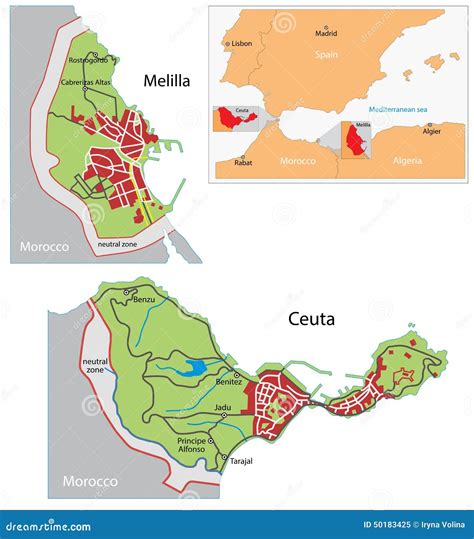 Ceuta And Melilla Map Stock Vector Illustration Of Spanish 50183425