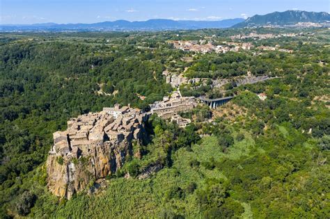 Aerial View Of Calcata Calcata Italy Stock Image Image Of Tourism
