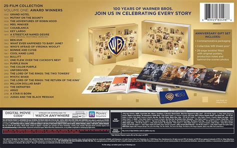 Warner Bros 100th Anniversary Film Collection 1932 2022 25 X 4 Sets