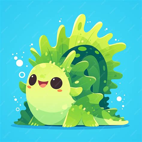 sea slug crawling on seaweed premium ai generated vector
